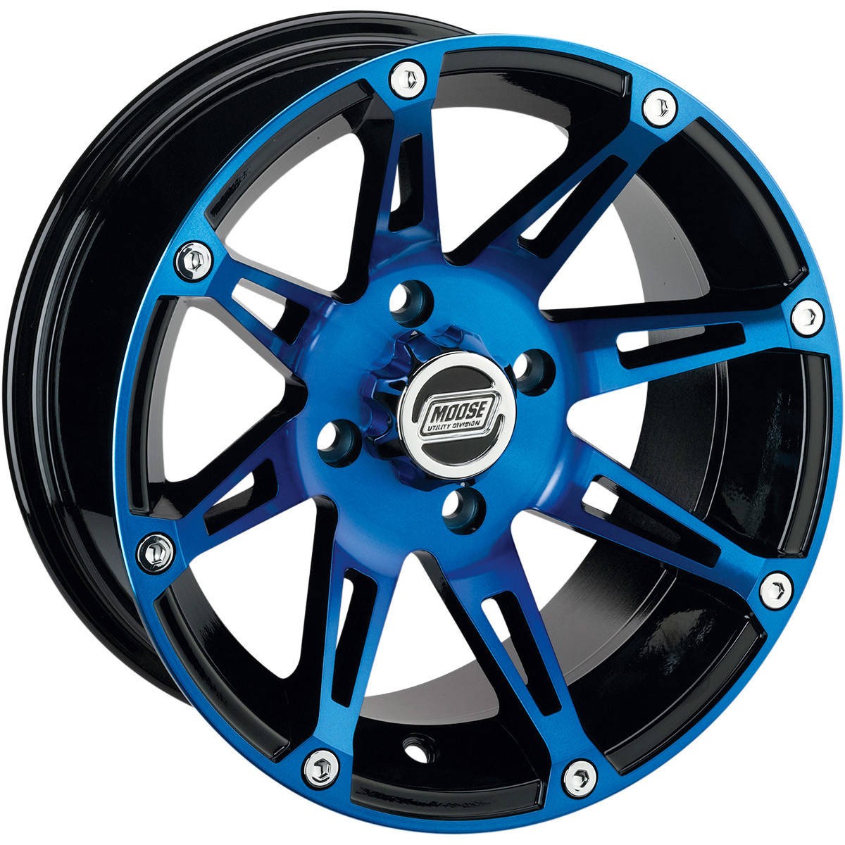 Moose 387X Wheel Rear - 12X8 - 4+4 Offset - 4/156 - Black/Blue - 0230 ...