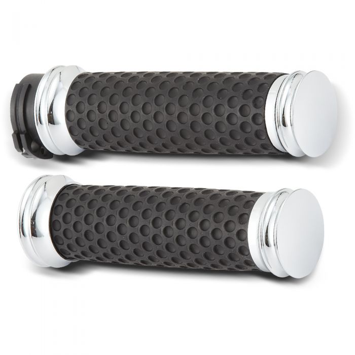 Arlen Ness Soft-Touch Grips Smooth Dimpled - Chrome - 07-091 | FortNine Canada