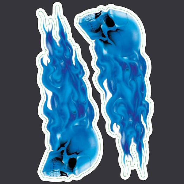 Lethal Threat Blue Flame Skulls Decals (Pack of 2) | FortNine Canada