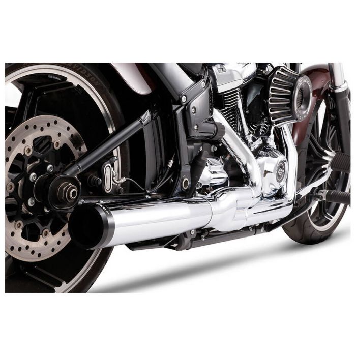 Rinehart Racing 2-into-1 Full Exhaust System Chrome Muffler / Black End ...