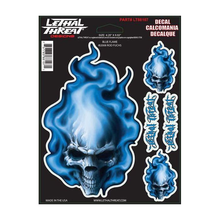 Lethal Threat Blue Flame Skull Decals (Pack of 3) | FortNine Canada