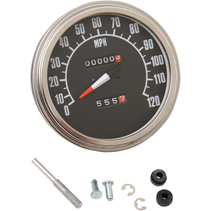 Drag Specialties 5in. Dash Mount Speedometer 1:1 - 68-84 Face ...