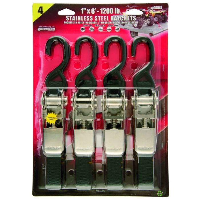 Erickson Stainless Steel Ratchet Straps - 1" x 6' - 1200 LBS | FortNine ...
