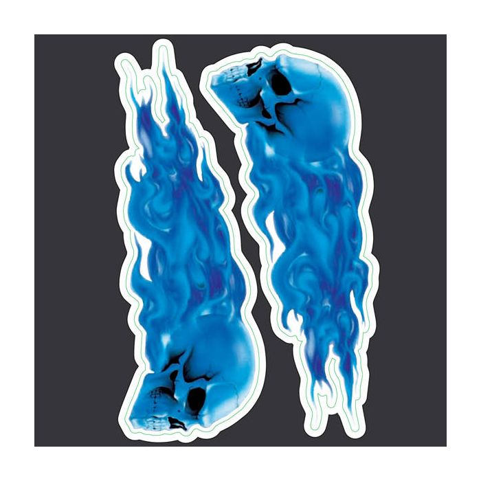 Lethal Threat Blue Flame Skulls Decals (Pack of 2) | FortNine Canada