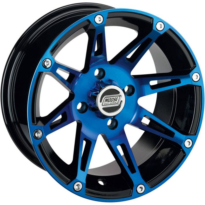 Moose 387X Wheel Front - 14x7 - 4+3 Offset - 4/156 - Black/Blue - 0230 ...