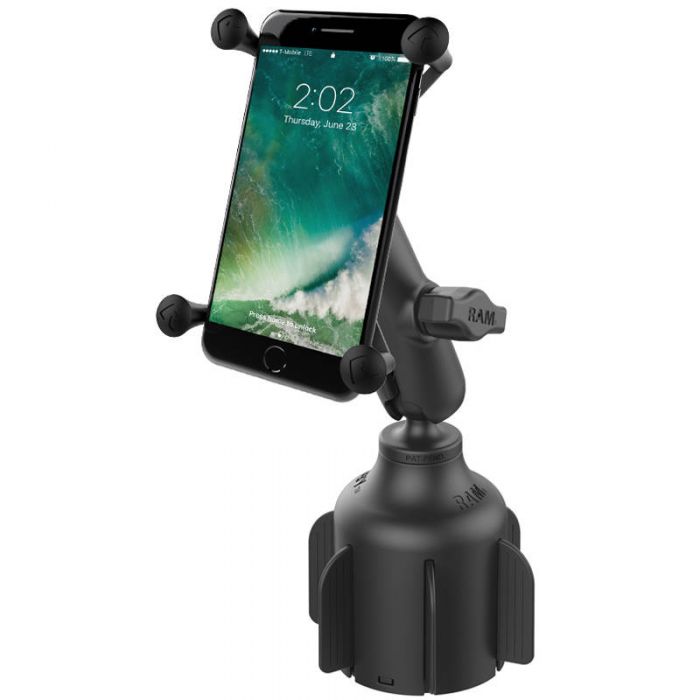 RAM Mounts Stubby Cup Holder Mount with Universal X-Grip Phone Holder ...